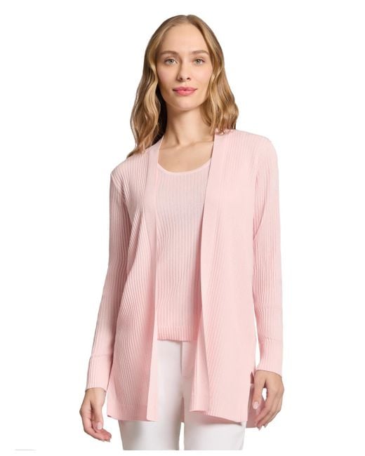 Jones New York Petite Sutton Open-front Cardigan in Pink | Lyst