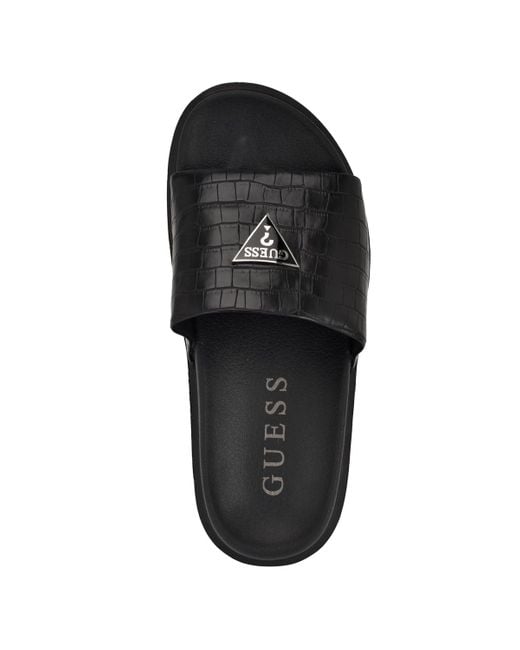Guess Vesper Branded Slip On Fashion Slides in Black for Men | Lyst