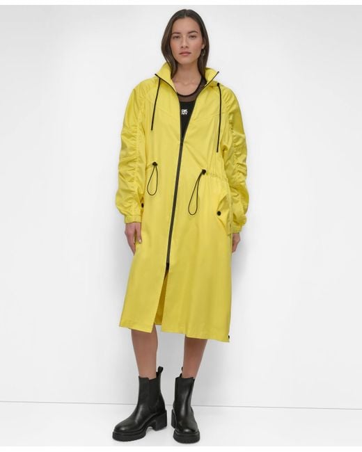 DKNY Coated Satin Anorak Jacket in Yellow | Lyst