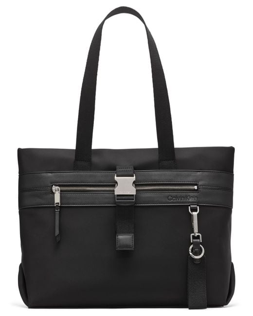Calvin Klein Elora Nylon Top Zipper Tote Bag in Black | Lyst