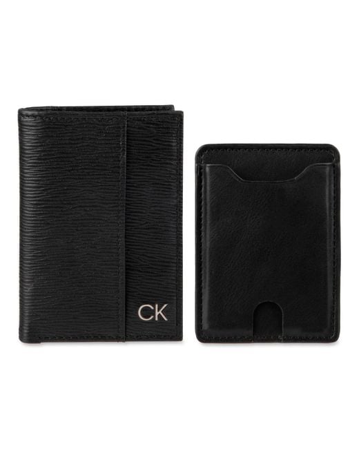 Calvin Klein Rfid Duofold Wallet And Magsafe Card Case Wallet in Black ...