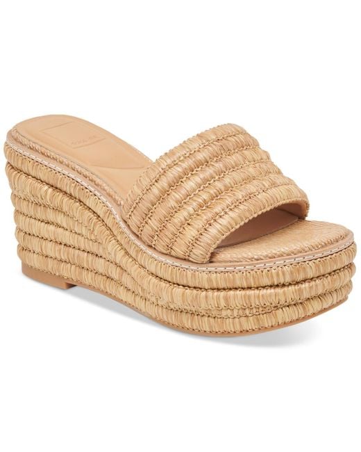 Dolce Vita Throne Platform Raffia Wedge Sandals in Natural | Lyst