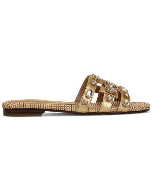Sam Edelman Bay Ray Slide Flat Sandals in Metallic | Lyst