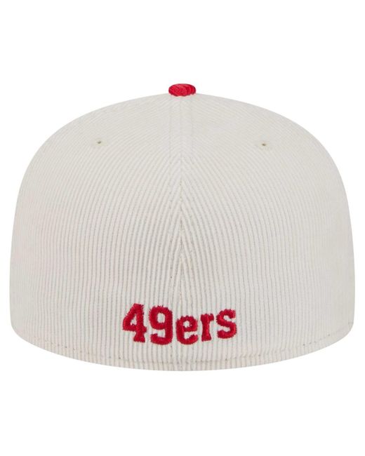 KTZ Cream/scarlet San Francisco 49ers Throwback Corduroy 59fifty Fitted ...