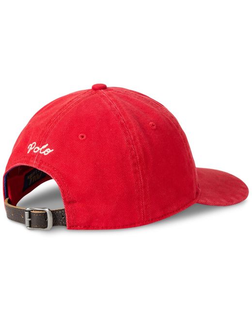 Polo Ralph Lauren Logo Washed Twill Ball Cap in Red for Men | Lyst