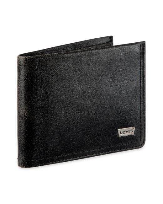 Levi's Rfid rugged Leather Passcase Bifold Wallet in Black for Men | Lyst