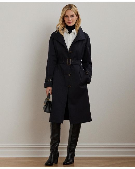 Ralph Lauren Double-breasted Belted Trench Coat in Blue | Lyst