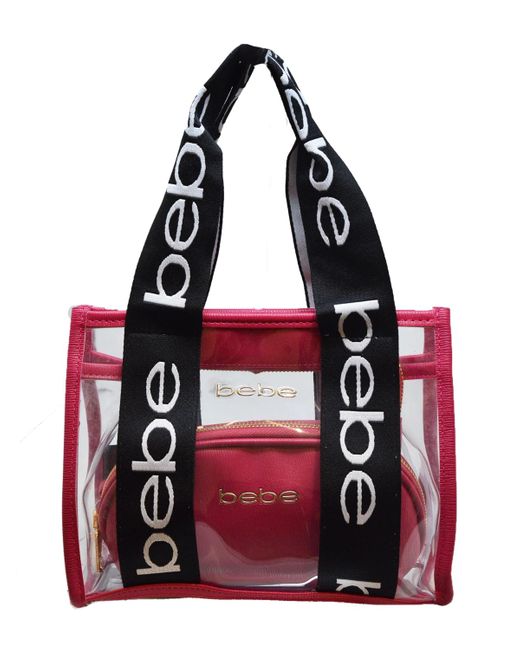 Bebe Hana Clear Mini Satchel Bag in Red | Lyst