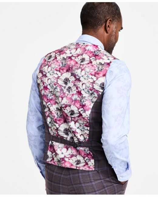 Tayion Collection Regular-fit Plaid Suit Vest in Purple for Men | Lyst