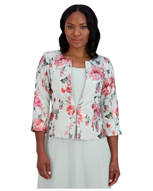 Jessica Howard 2-pc. Floral-print Jacket & Dress Set in Red | Lyst