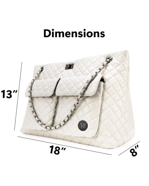 Badgley Mischka Diana Quilted Travel Weekender Tote Bag in Natural | Lyst