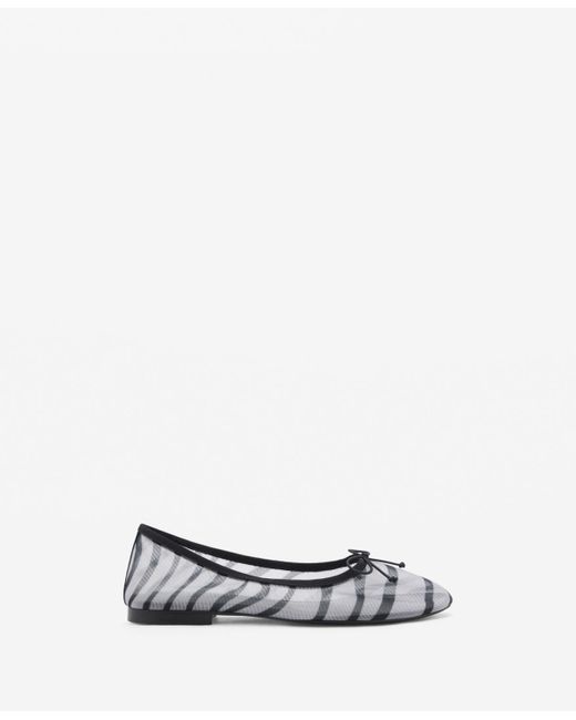 Mango Animal Print Mesh Ballerina Flats in White | Lyst