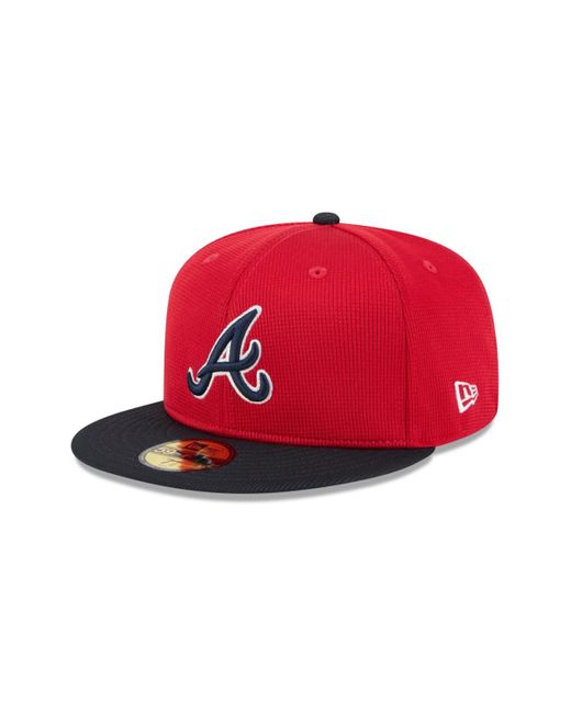 KTZ Atlanta Braves 2025 Spring Training 59fifty Fitted Hat in Red for ...