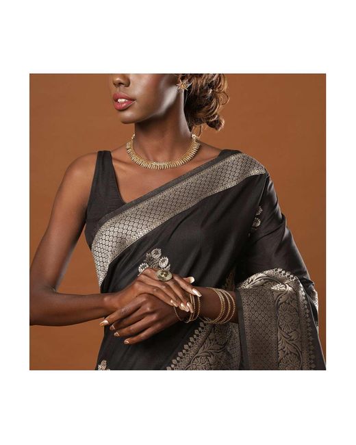 One Minute Saree Hibana Art Silk Banarasi Ready To Wear Sari in Brown ...