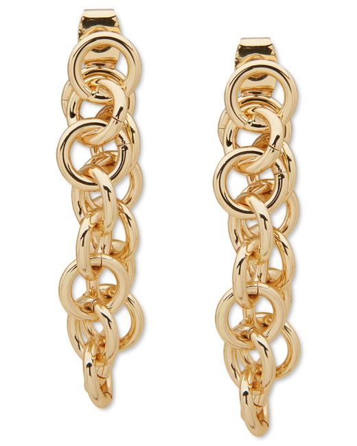 Anne Klein Tone Link Chain Front Back Hoop Earrings in Metallic | Lyst