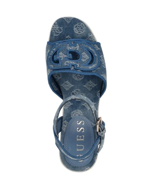 Guess Formaly-g Cutout Fabric Logo Platform Espadrille Dress Sandals in ...