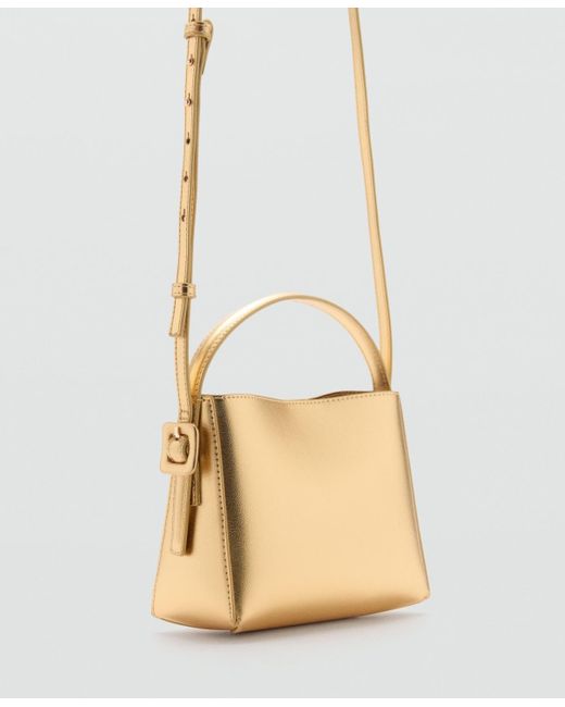 Mango Metallic Mini-shopper Bag in Natural | Lyst