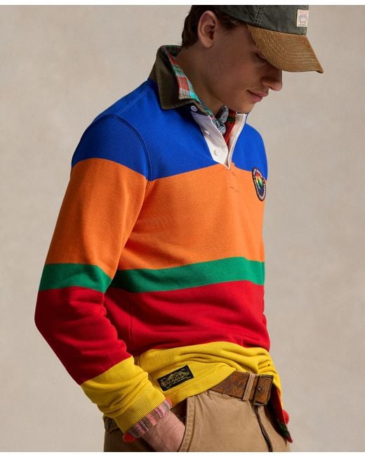 Polo Ralph Lauren Classic-fit Striped Fleece Rugby Shirt in Blue for ...