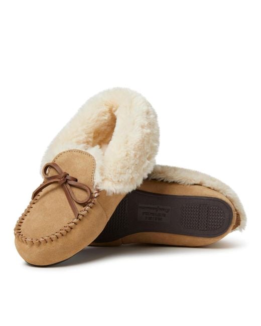 Dearfoams Genuine Suede Fold Over Moccasin House Shoe Slipper in ...