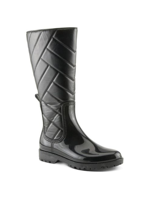 Spring Step Maiza Waterproof Quilted Rain Boots in Black | Lyst