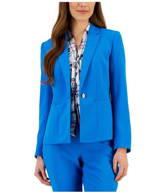 Kasper Crepe One-button Blazer in Blue | Lyst Kasper Crepe One-button Blazer in Blue | Lyst