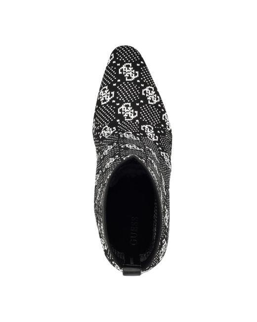 Guess Yonel Block Heel Stretch Knit Logo Dress Booties in Black | Lyst