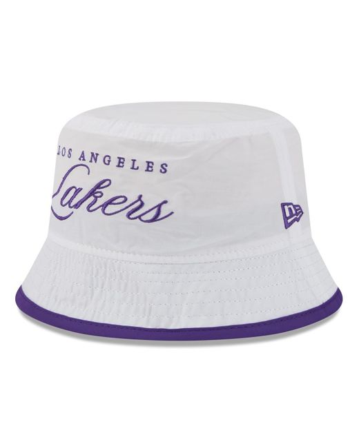 KTZ White/purple Los Angeles Lakers 2025 Nba Draft Nylon Bucket Hat for ...