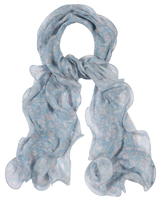 Ralph Lauren Floral Double Ruffle Scarf in Blue | Lyst