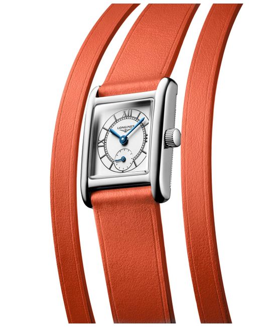 Longines Swiss Mini Dolcevita Orange Three-row Leather Strap Watch 29mm ...