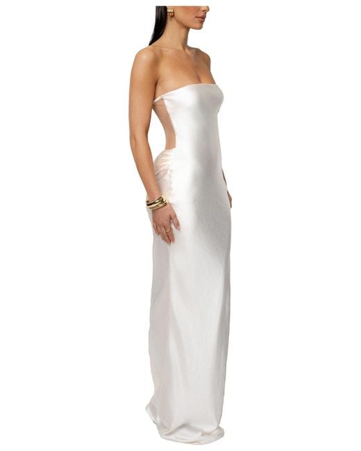 JLUXLABEL Regal Rising Satin Maxi Dress in White | Lyst