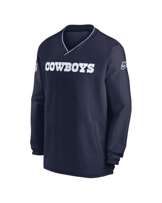 Nike Dallas Cowboys Throwback Logo Long-sleeve V-neck Windshirt in Blue ...