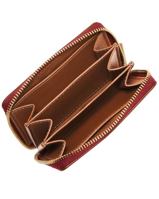 Fossil Logan Rfid Zip Around Card Case Wallet in Red | Lyst