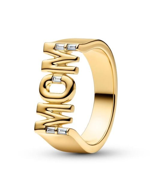 PANDORA Mom Signet Ring in Metallic | Lyst