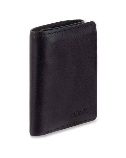 Levi's Rfid Genuine Leather Trifold Wallet in Black for Men | Lyst