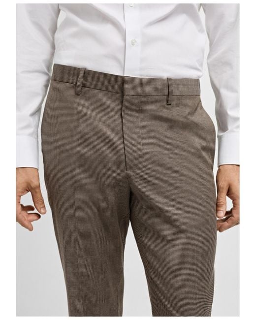 Mango Herringbone Structure Super Suit Pants in Gray for Men | Lyst