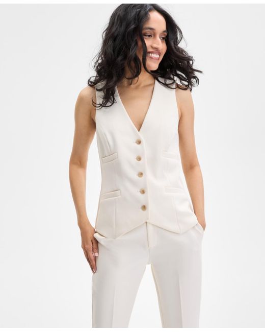 INC International Concepts Crepe Vest in White | Lyst