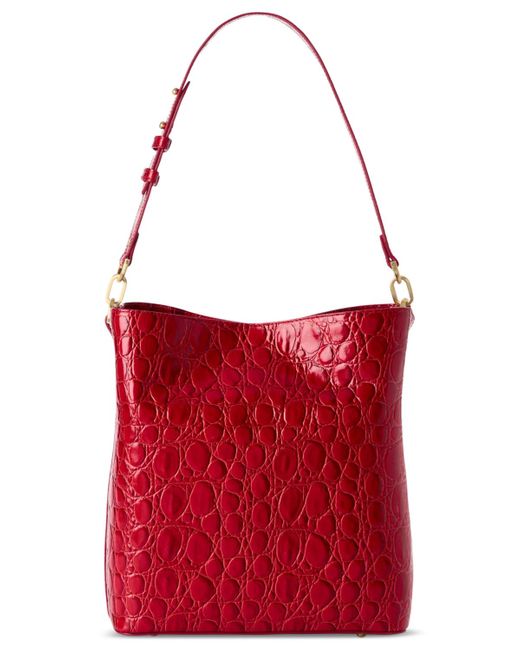 Brahmin Celina Vanderbilt Small Leather Bucket Bag in Red | Lyst