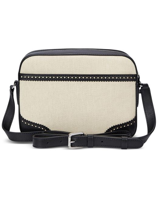 Ralph Lauren Straw & Leather Small Marcy Camera Bag in Black | Lyst