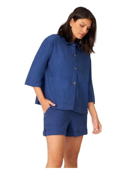 Cable & Gauge Patch Pocket Linen Blend Jacket in Blue | Lyst