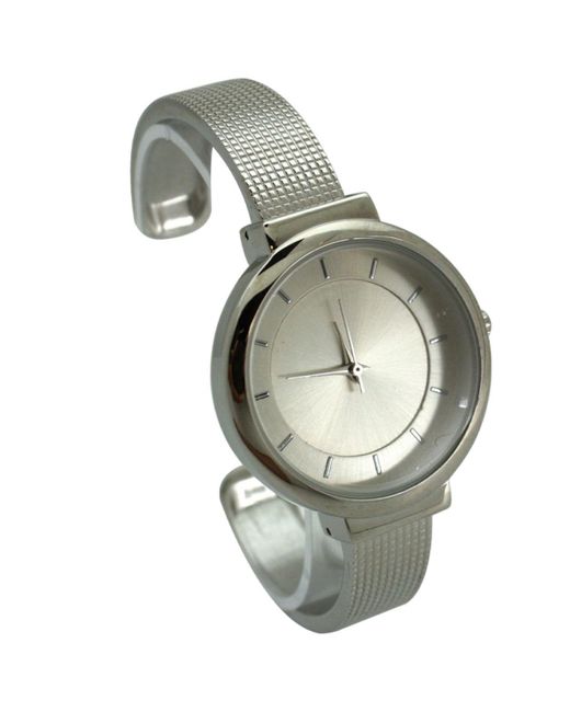 Olivia Pratt Shiny Face Textured Bangle Watch in Gray | Lyst