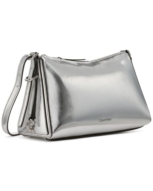 Calvin Klein Mandy Metallic Top Zipper Crossbody | Lyst