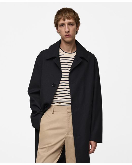 Mango Comfort-stretch Trench Coat in Blue for Men | Lyst