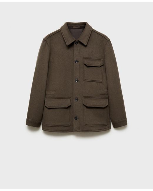 Mango Wool-blend Field Jacket in Brown for Men | Lyst