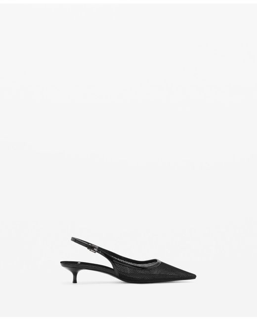 Mango Heeled Mesh Shoes in Black | Lyst