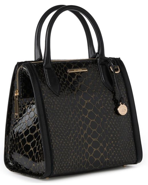 Brahmin Small Caroline Cavatica Leather Satchel in Black | Lyst