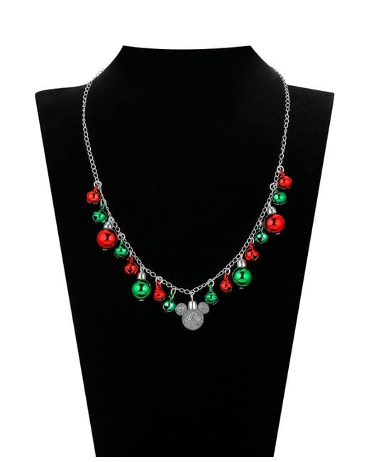 Disney Multi Color Glitter Mickey Mouse Jingle Bells Necklace in Red | Lyst
