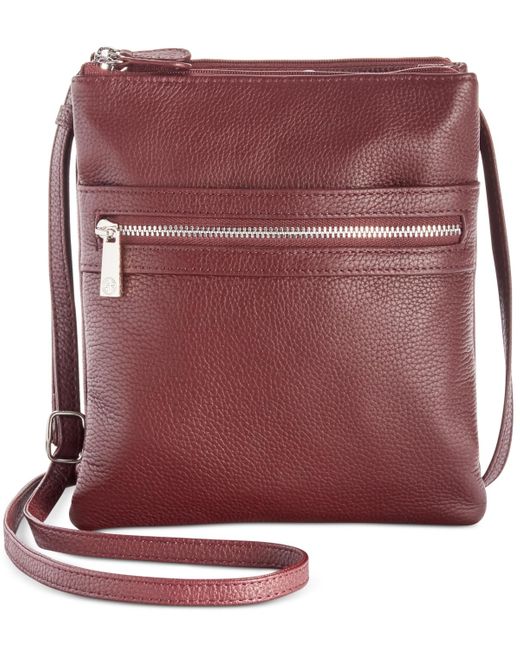 Giani Bernini Triple-zip Pebble Leather Dasher Crossbody in Red | Lyst