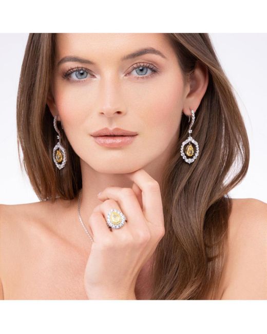 Anna Zuckerman Salma Canary Yellow Statement Earrings in White | Lyst