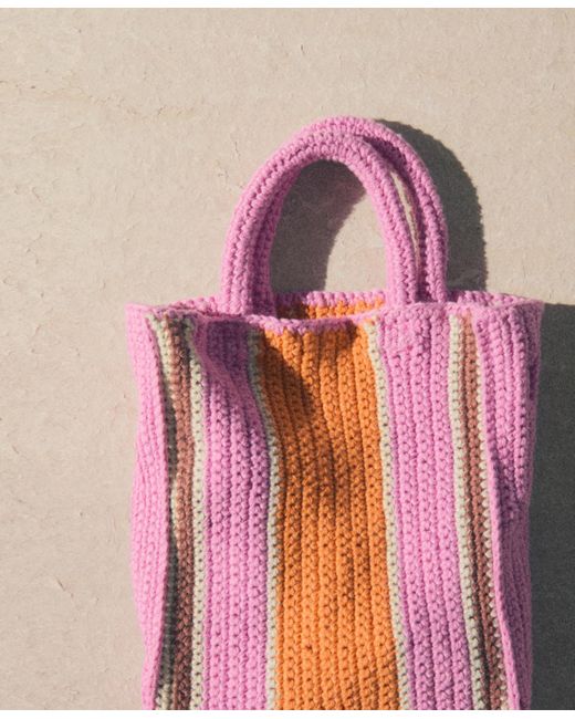 Mango Crochet Shopper Bag in Pink | Lyst