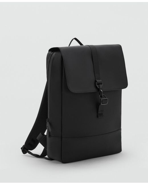Mango Rubberized Flap Closure Backpack in Black for Men | Lyst